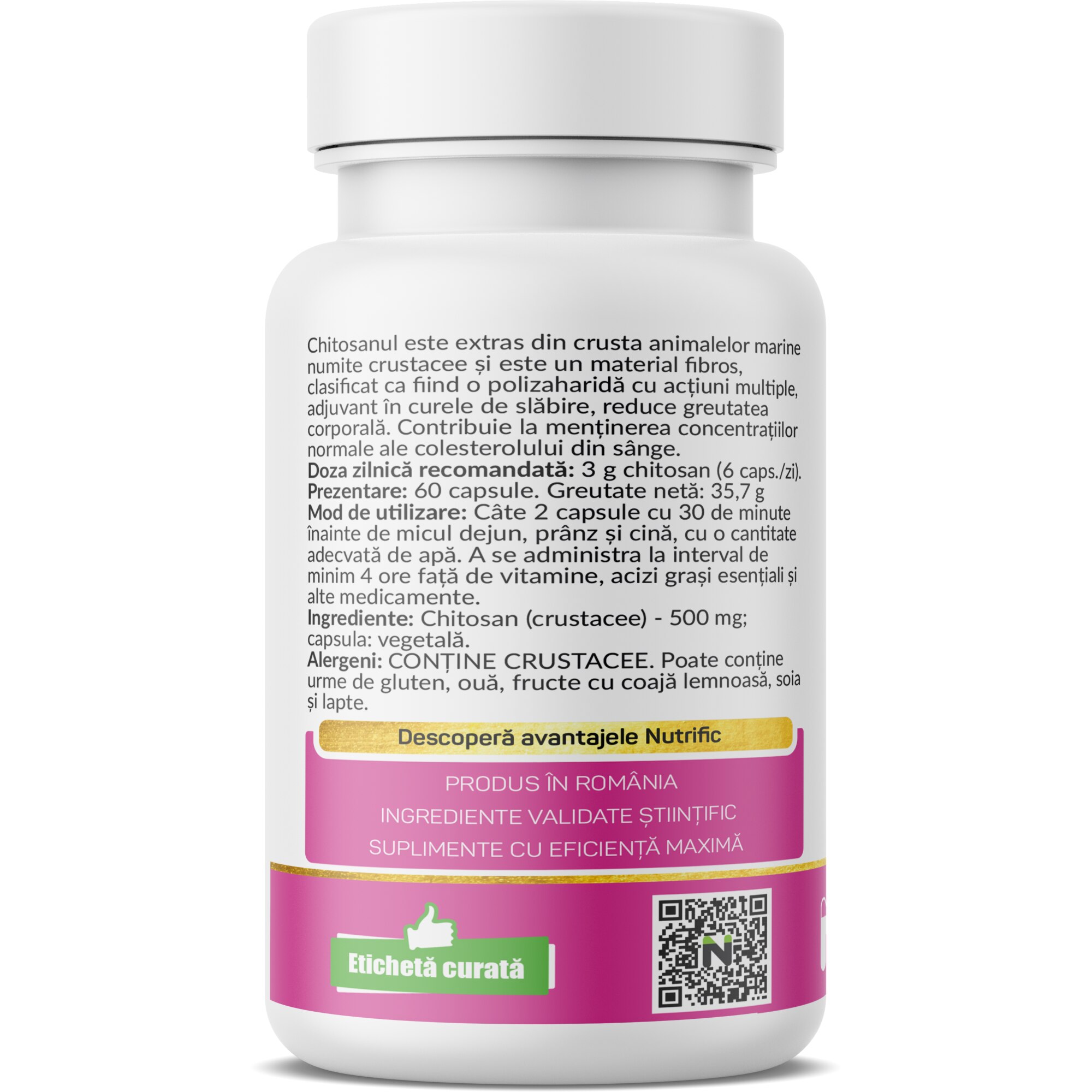 Supliment alimentar Chitosan 500mg, colesterol, slabit, tranzit, 60 ...