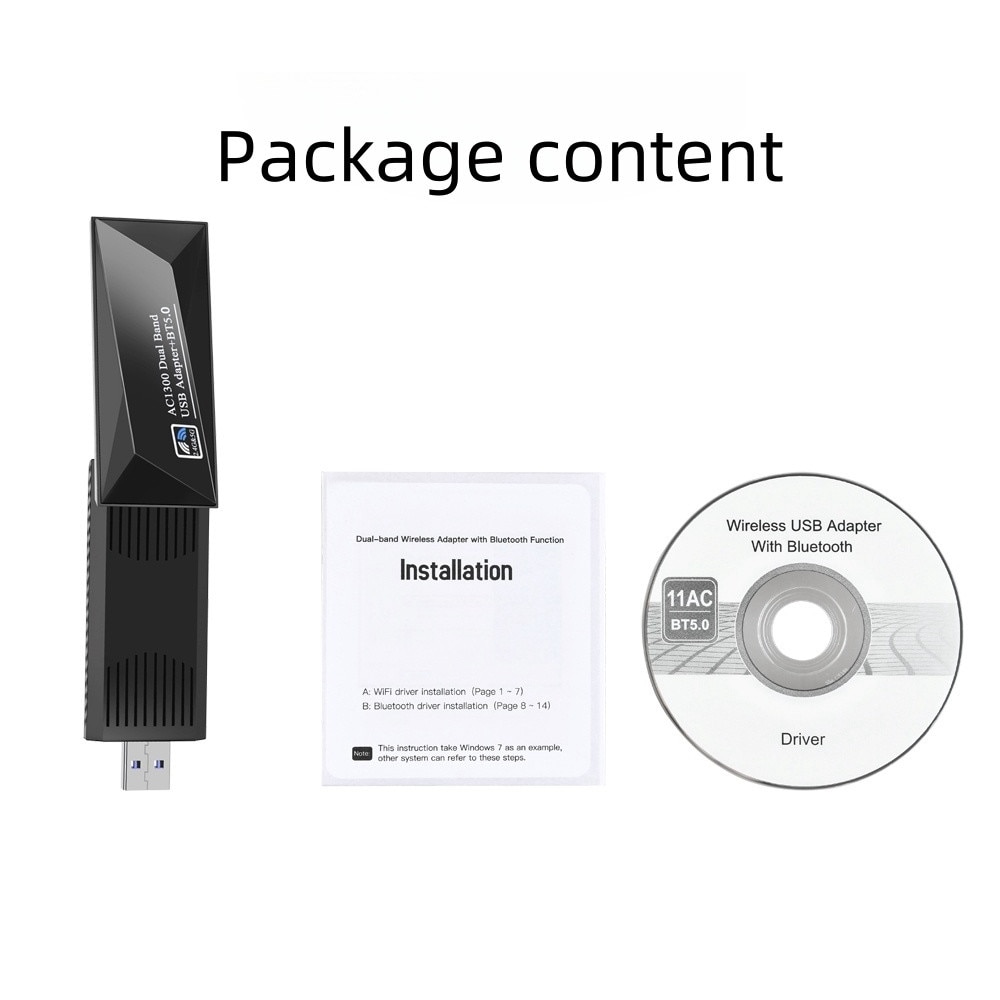 Adaptor Wireless, WIFI 1300Mbps+Bluetooth 5.0, Interfata USB3.0, dual ...