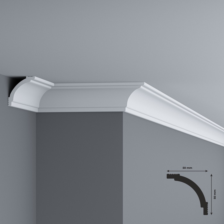 Cornisa decorativa lavabila din polistiren extrudat PNP DECOR, U50-50P ...