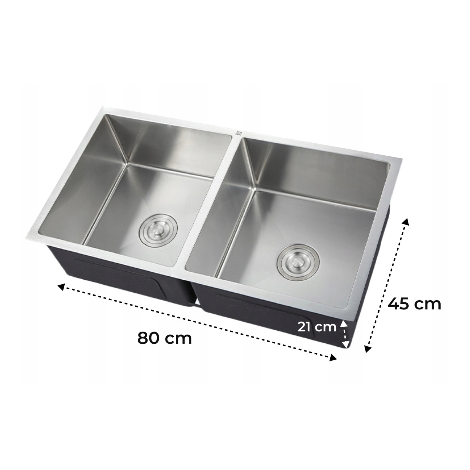 Chiuveta de bucatarie cu doua cuve INOX 80x45 + sifon - eMAG.ro