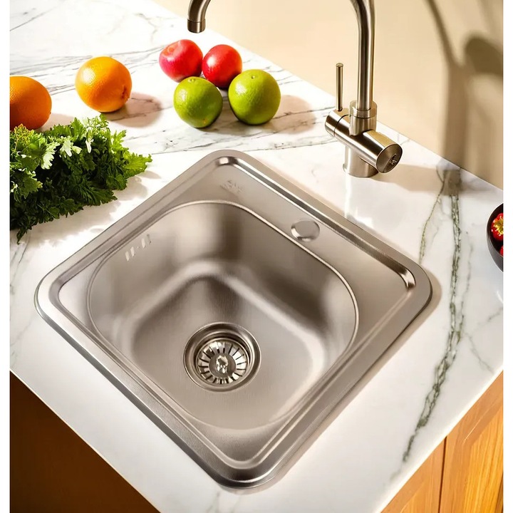 Chiuveta de bucatarie cu un singur vas Mikro Len 38x38 - Siphon - eMAG.ro