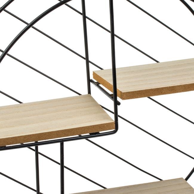 Raft Rotund Metalic, 3 Nivele, din Lemn, Culoare Naturala, 30 x 9 cm ...