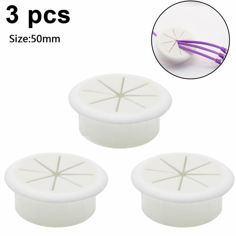 Set 3 inele mascare cabluri, Tovbmup, ABS, alb, 50mm - eMAG.ro