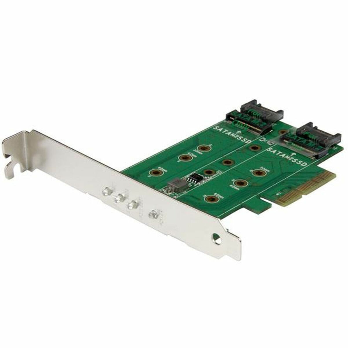 Placa PCI SSD M.2, Startech, PCIe 3.0, SATA x2, M.2 x1, Argintiu/Verde ...