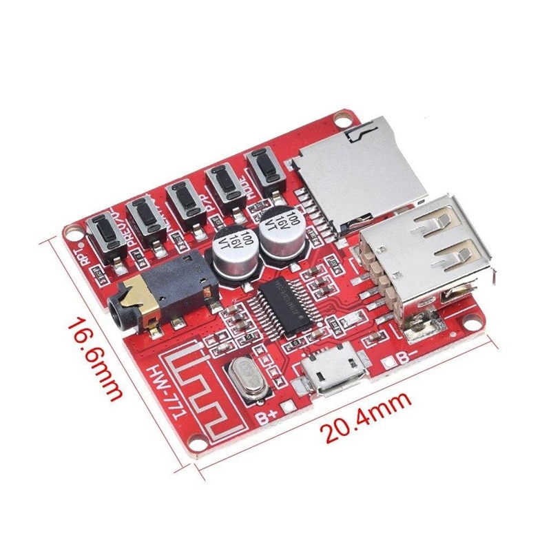 Modul receiver audio cu Bluetooth, player MP3, card microSD, USB, DC 3. ...