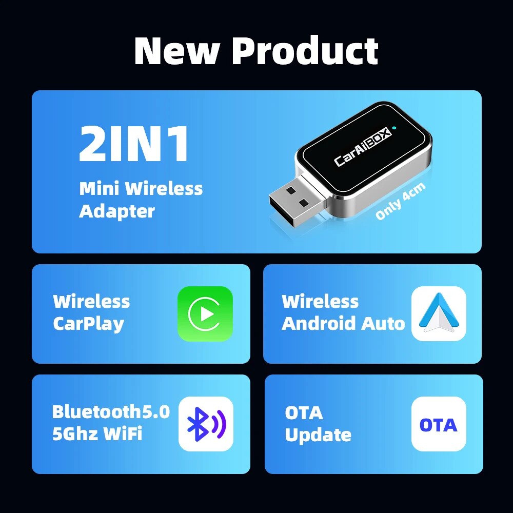 Mini adaptor USB pentru conexiune Wireless Carplay si Android Auto ...