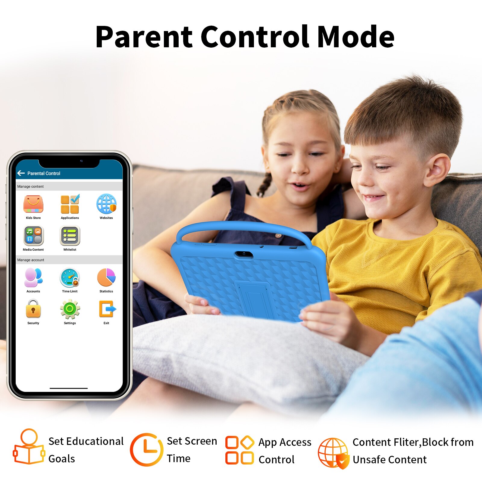 Tableta pentru copii de 10 inch, marca VASOUN, cu Android 13, 4 GB RAM ...