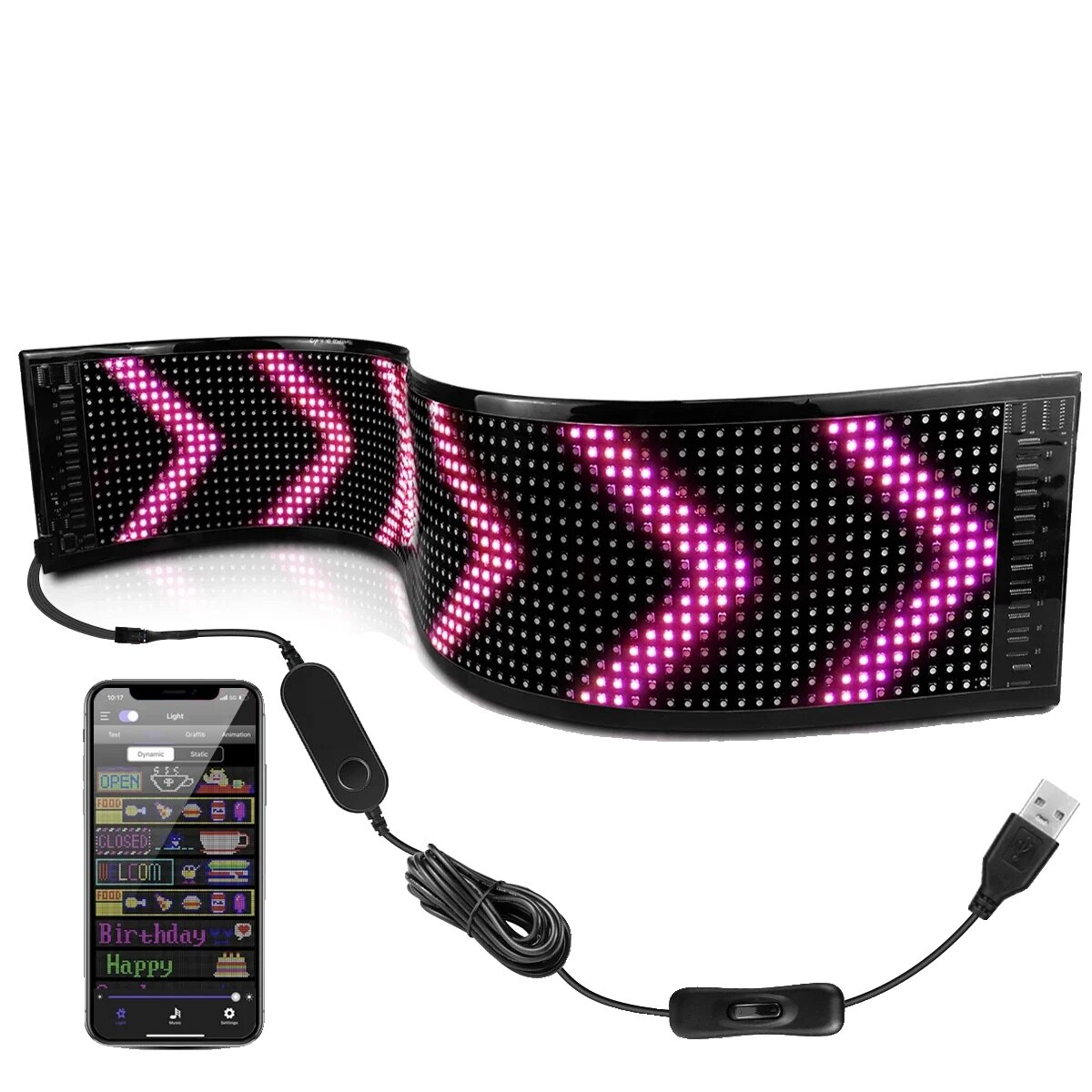 Panou LED Matrix Pixel, Control Bluetooth, Programabil, 16x96 LED-uri ...