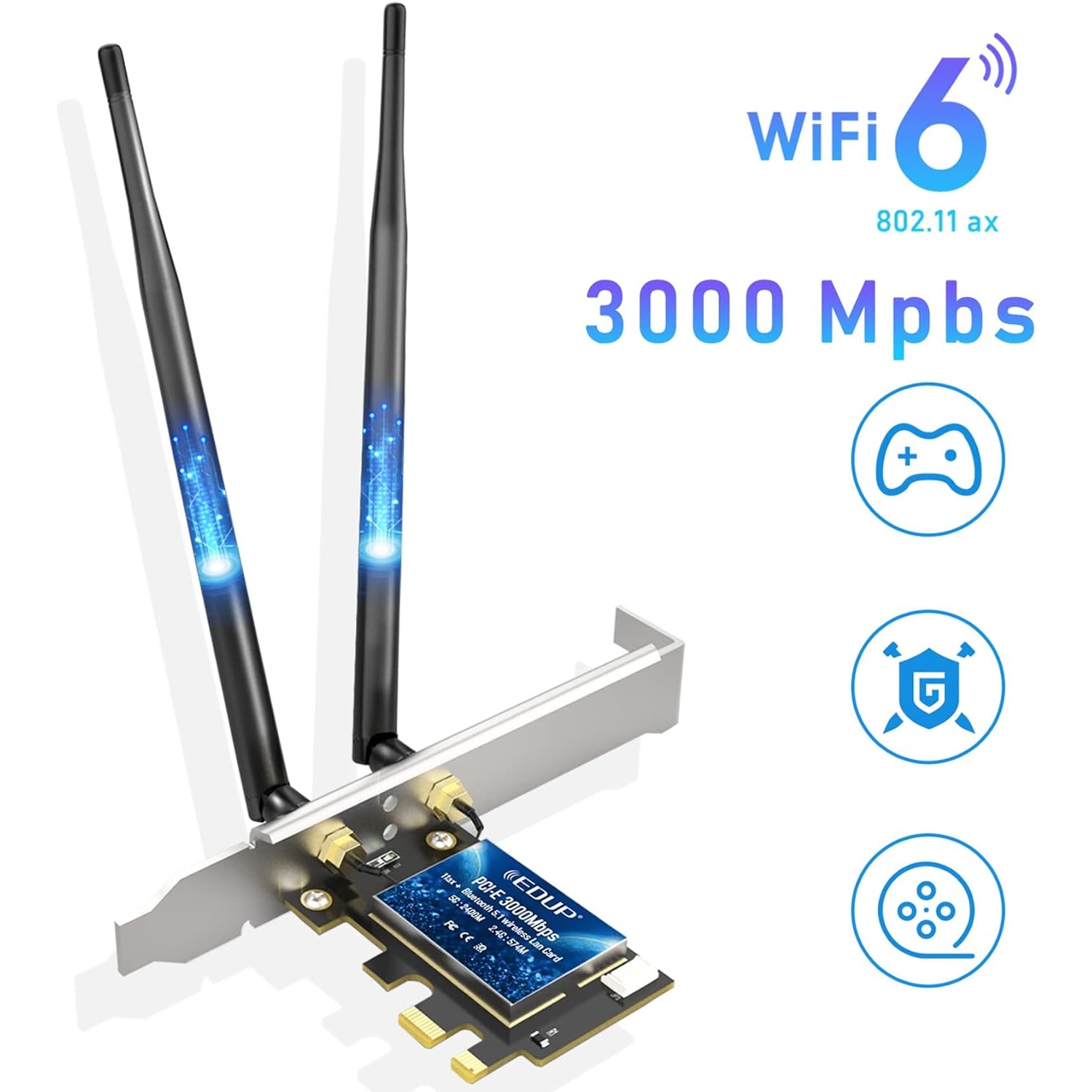 Adaptor retea wireless, Tovbmup, Dual Band, Bluetooth 5.1, 3000 Mbps ...