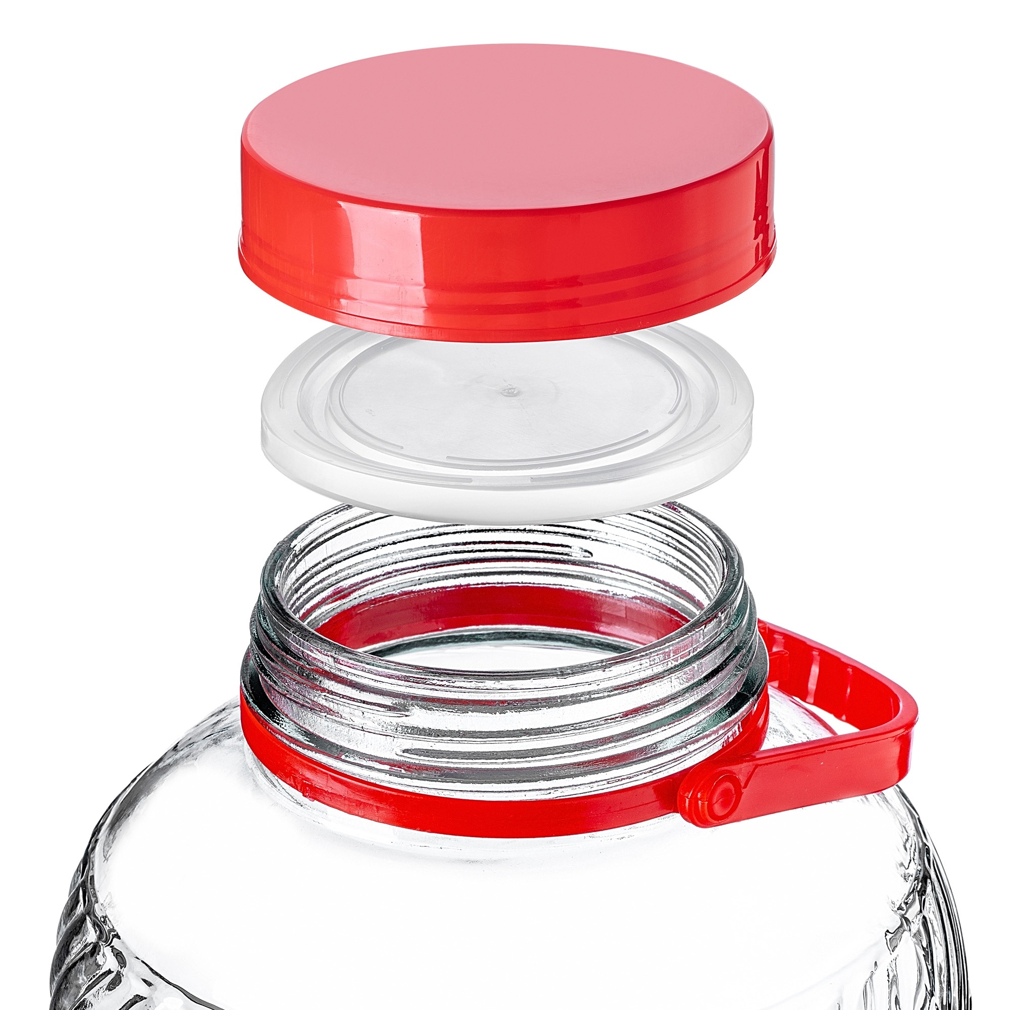 Borcan pentru muraturi KADAX, 10L, transparent cu capac rosu, 36cm ...