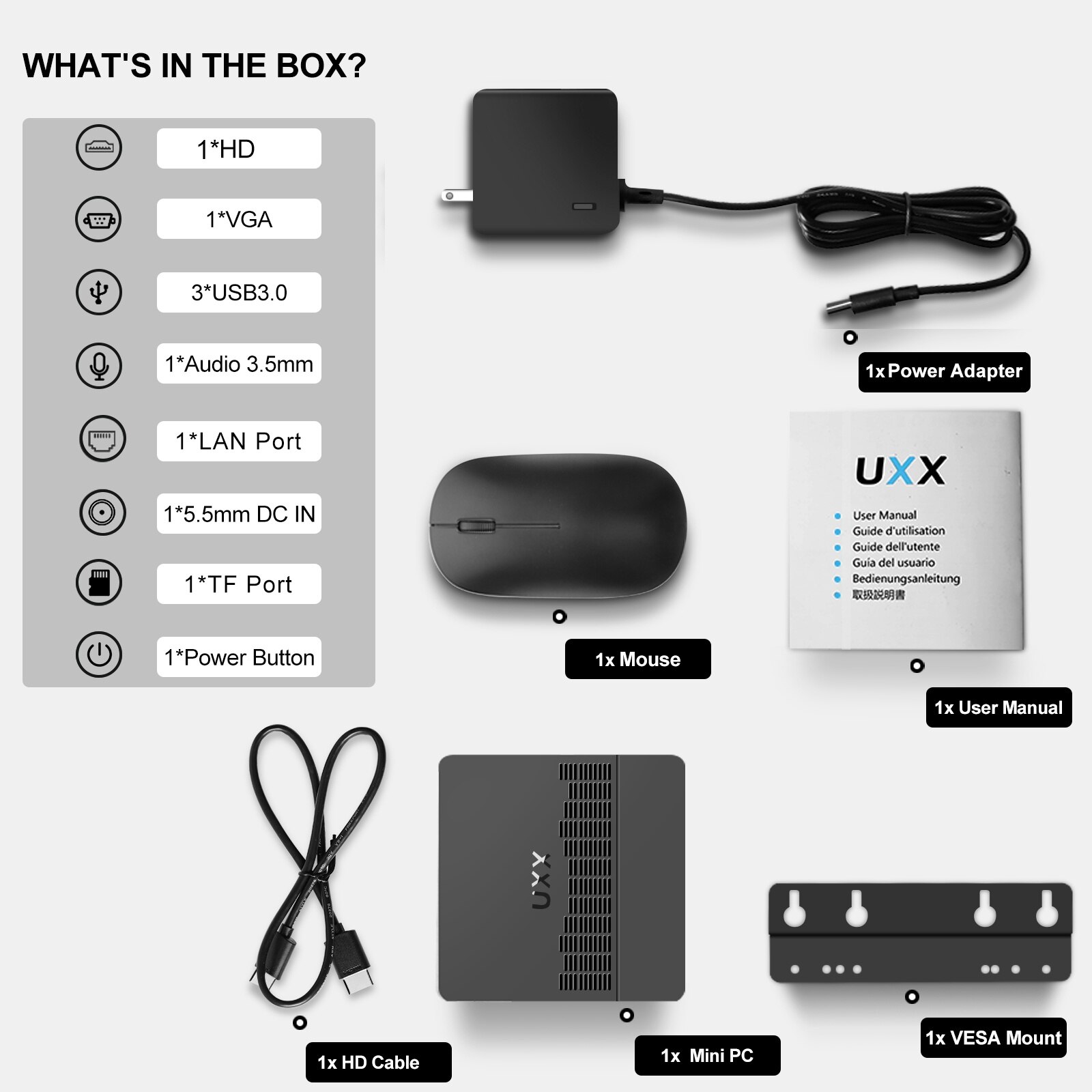 Mini PC Suport M.2 SATA SSD 2TB Expansion, 4K HD si VGA Dual Display ...