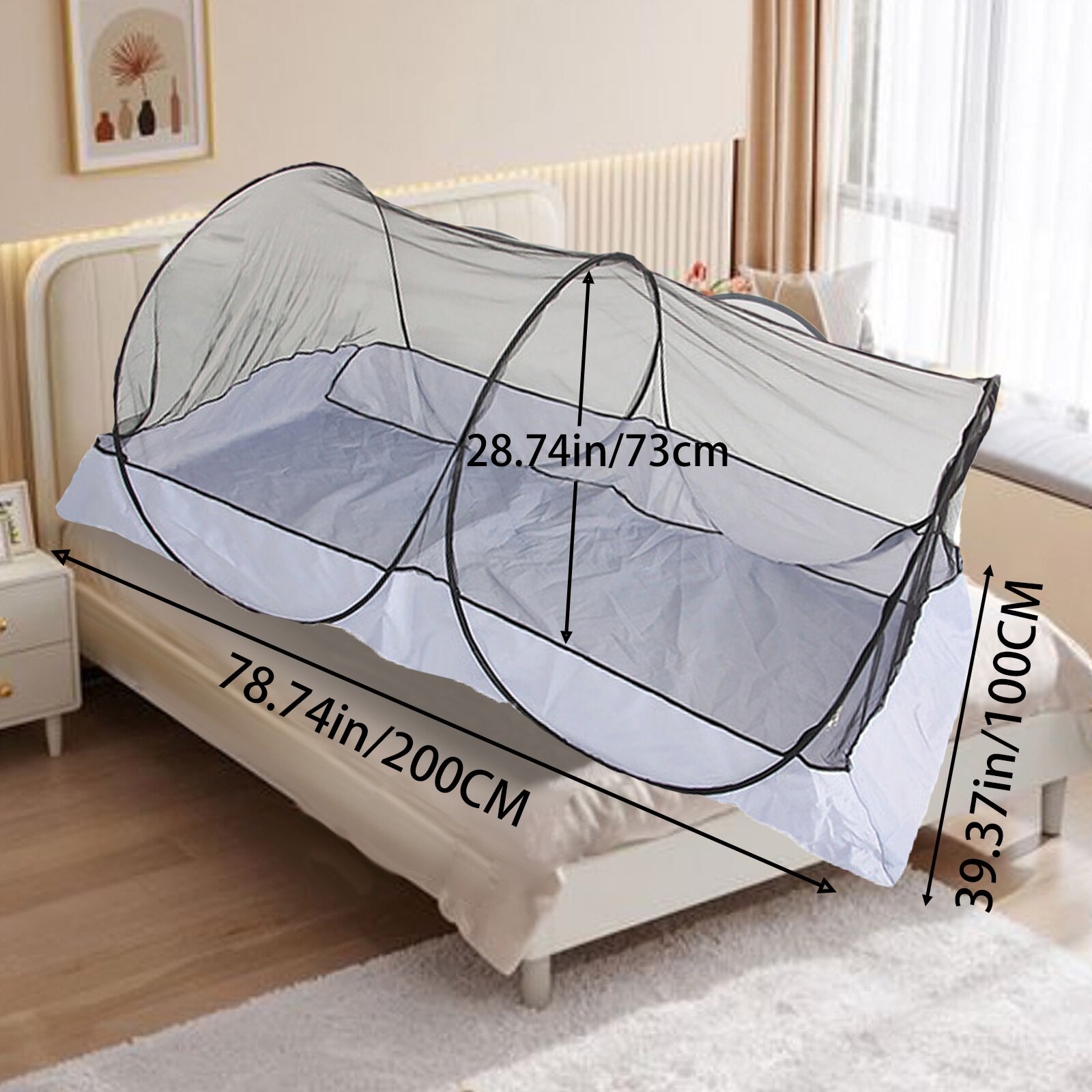 Plasa de tantari portabila, pliabila, pentru calatorie, cu fermoar ...