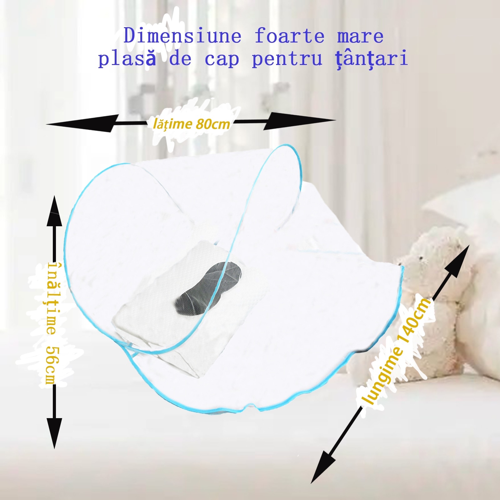 Plasa portabila pentru cap de tantari pliabila Pop-Up Travel Essentials ...