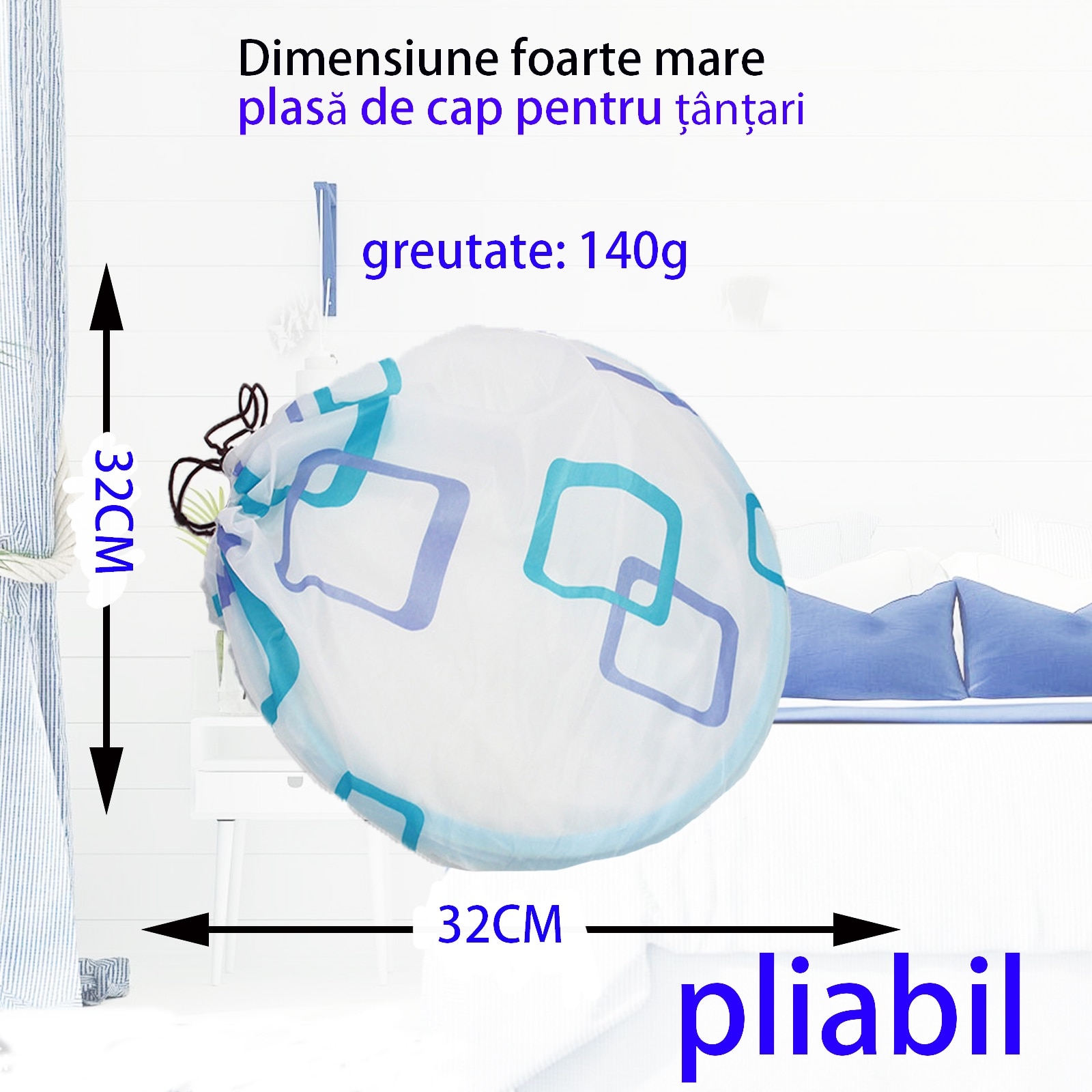 Plasa portabila pentru cap de tantari pliabila Pop-Up Travel Essentials ...