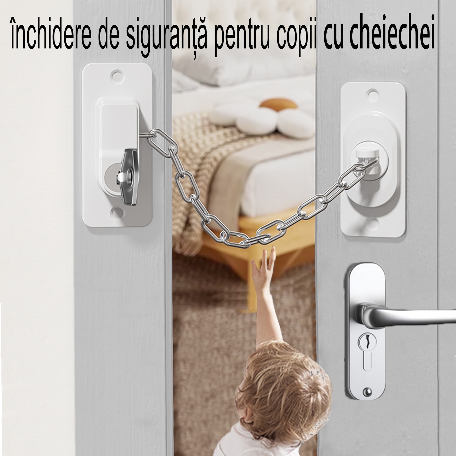Set de 2 sisteme de siguranta pentru copii, reglabil, impiedica copiii ...