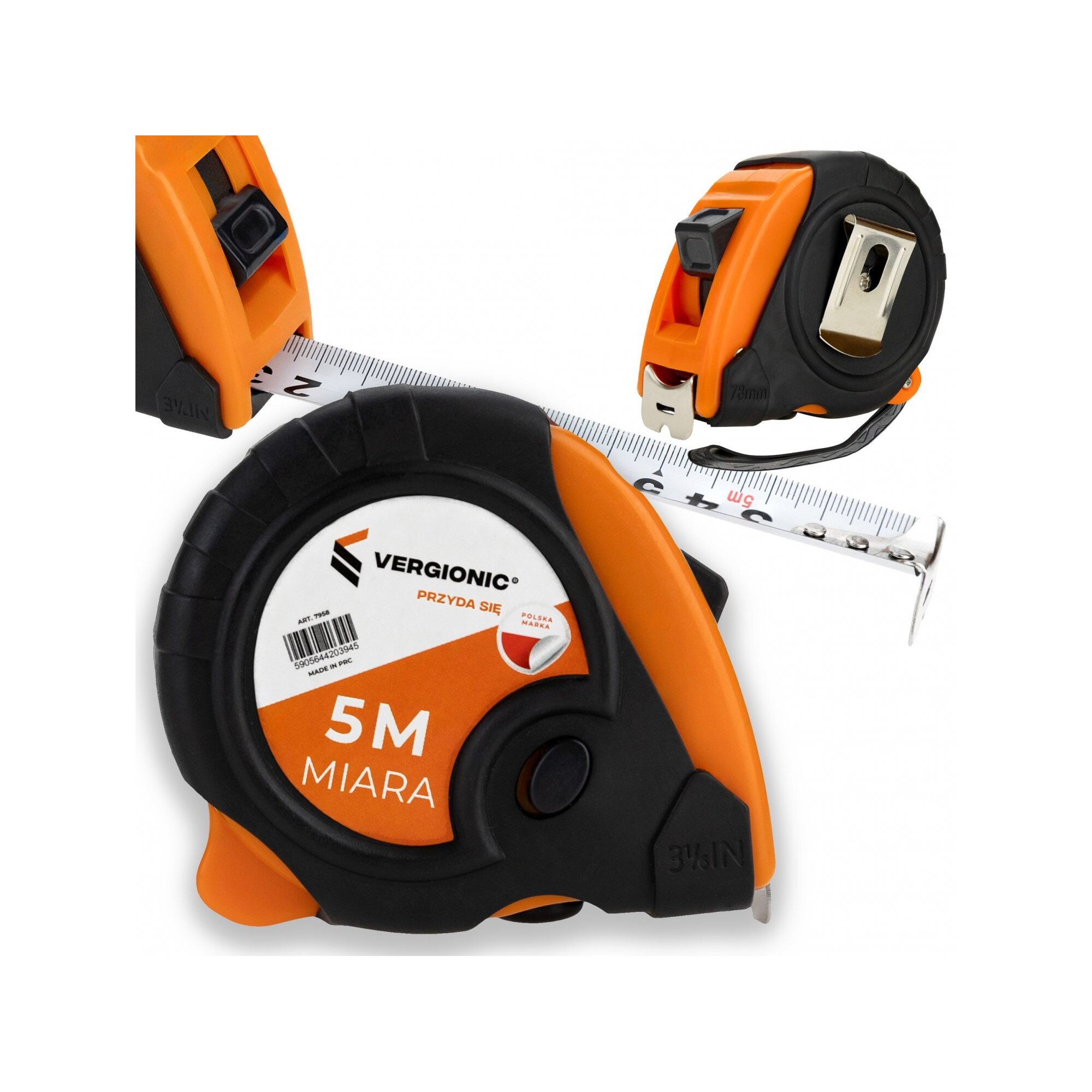 Ruleta de masurat PrzydaSie.pl, 5m, PVC, cu magnet, 10x8x4cm - eMAG.ro