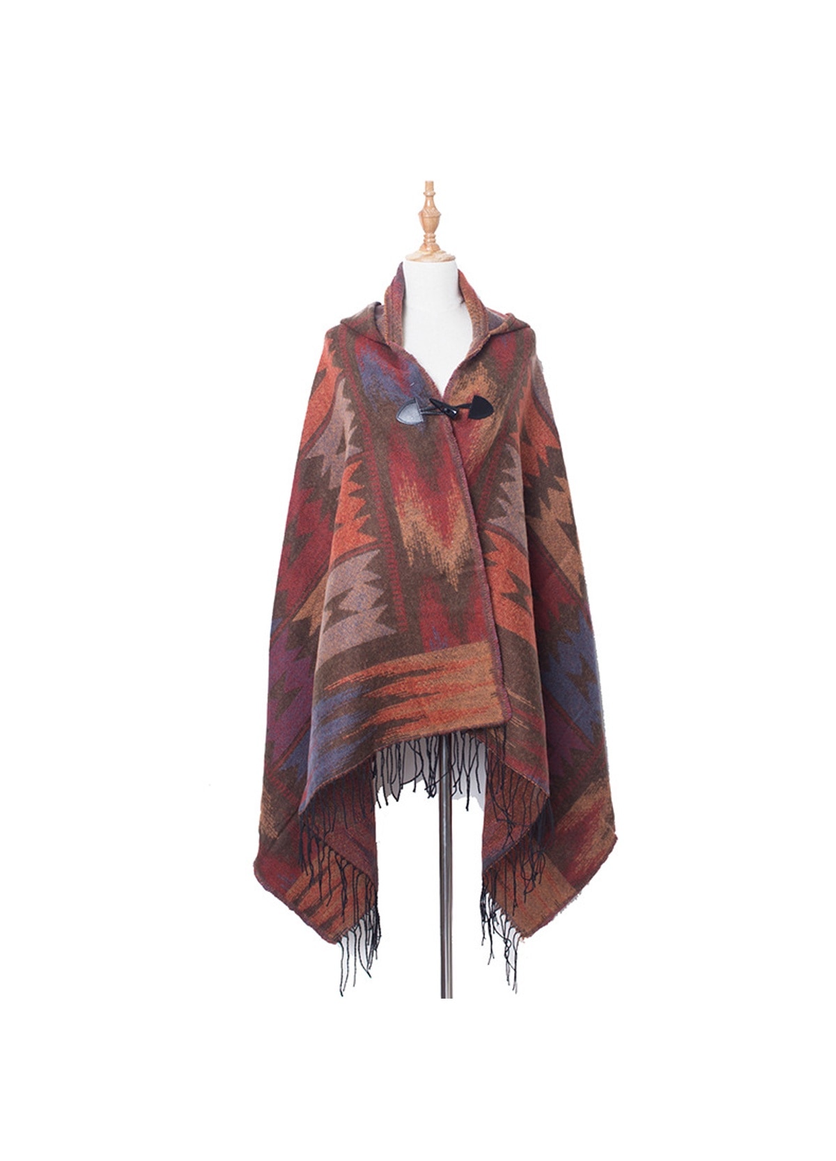 Poncho dama, deschis frontal, cu franjuri, pentru toamna-iarna ...