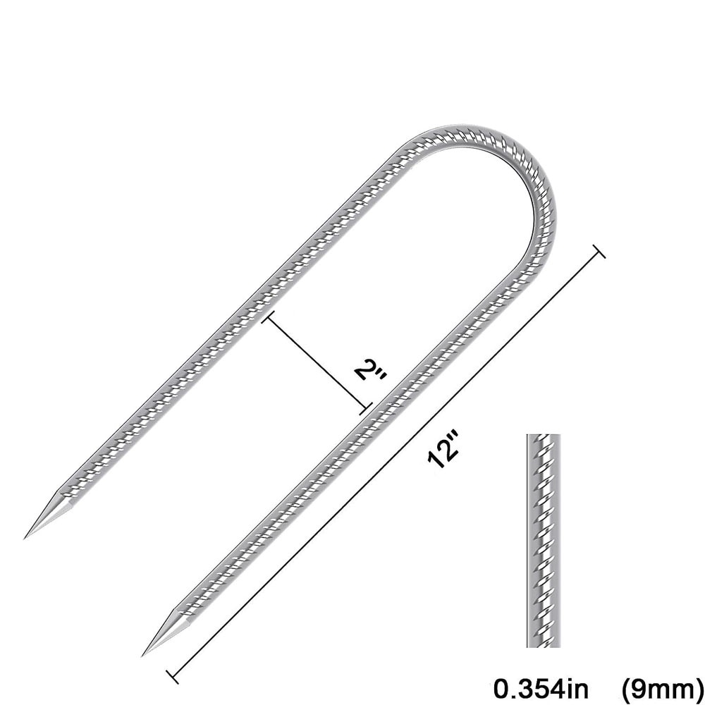 Set 6 Tarusi de fixare pentru gradina, Otel Galvanizat, Forma U, 25 x 5 ...