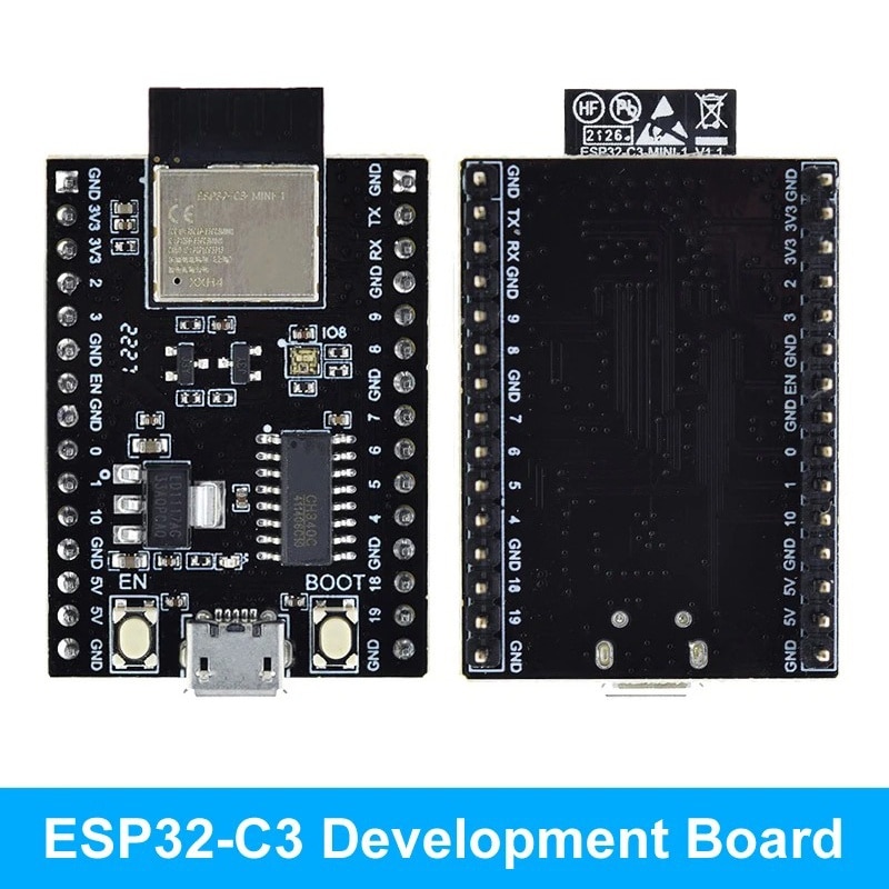 Placa de dezvoltare ESP32-C3 cu modul ESP32-C3-MINI-1, WiFi si Bluetooth 5.0 - eMAG.ro