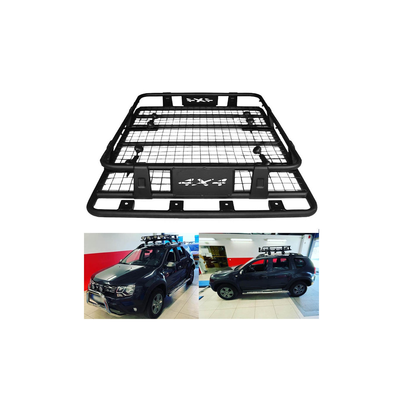 Portbagaj auto Safari, metal, negru, 127x96cm, set de montare inclus ...
