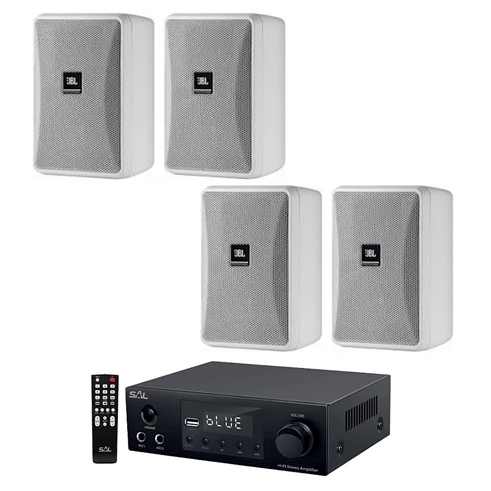 Sistem audio cu boxe exterior JBL Control 23-1 Alb, Sonorizare terasa ...