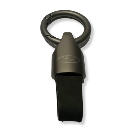 Breloc chei Ford din metal si piele intoarsa, Sigla Gravata, Negru Mat ...