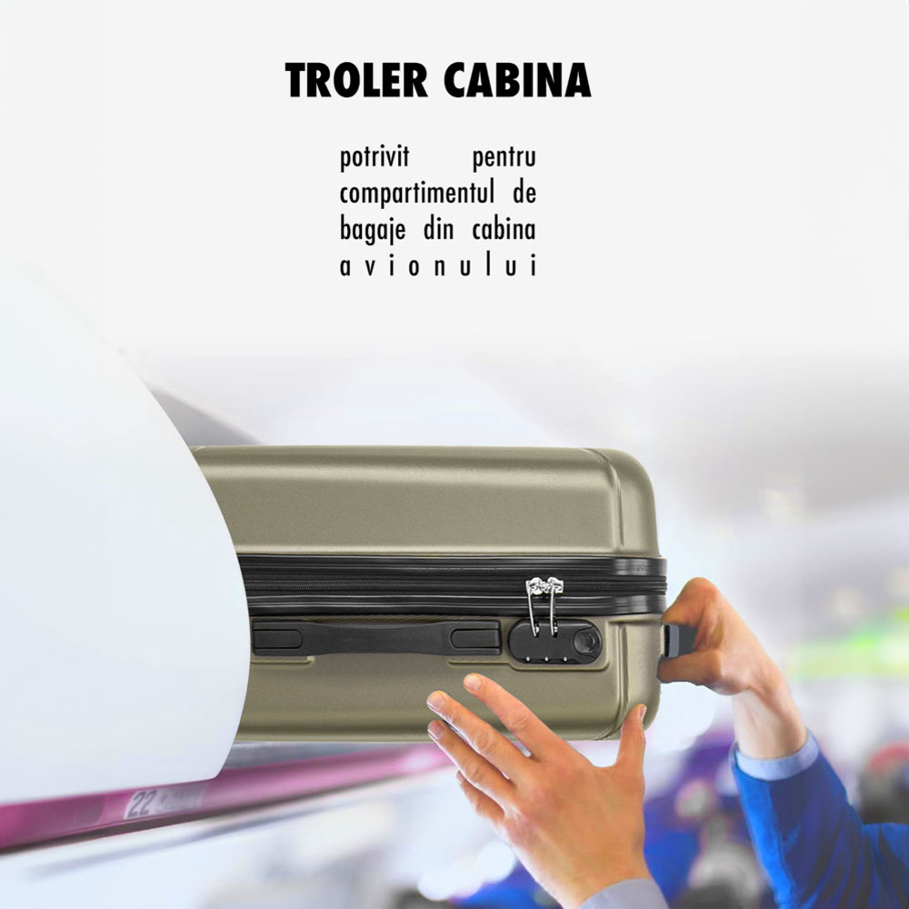 Troler cabina avion, Quasar & Co.®, Model Smart, 4 roti duble cu ...