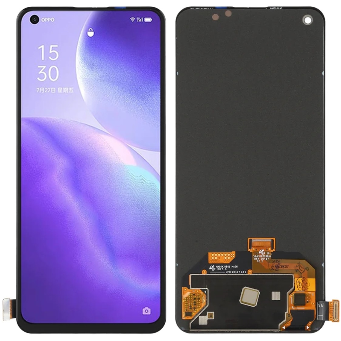 Display pentru Oppo Reno 7 5G CPH2371, OLED, Negru, LCD, Ecran Tactil ...