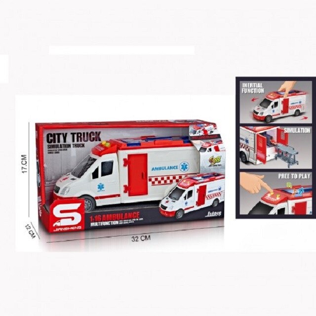 Ambulanta cu usi care se deschid, frictiune, sunete si lumini, 1:16 ...