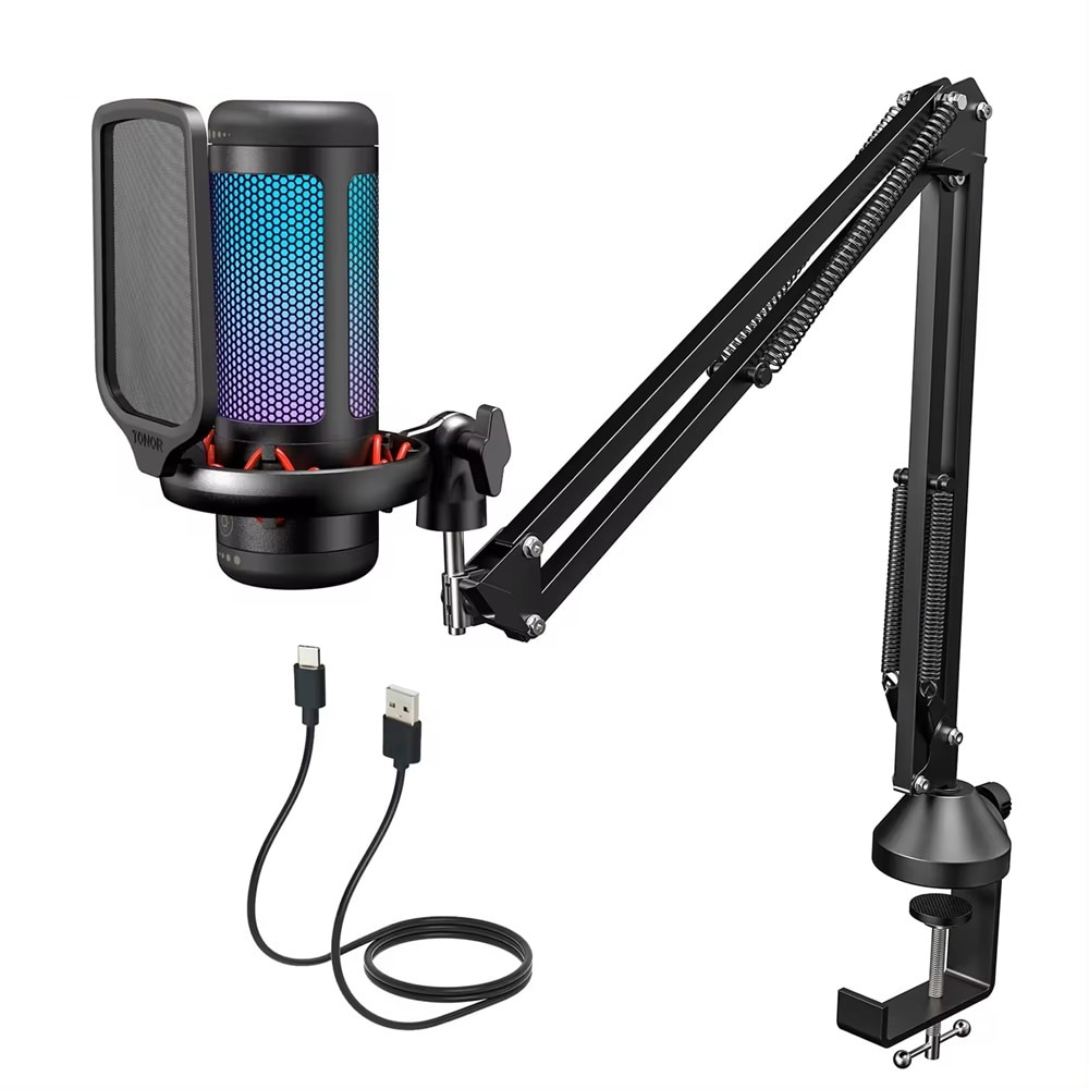 Microfon Profesional USB TONOR TC310+, cu Brat Boom Arm Stand, Suport ...