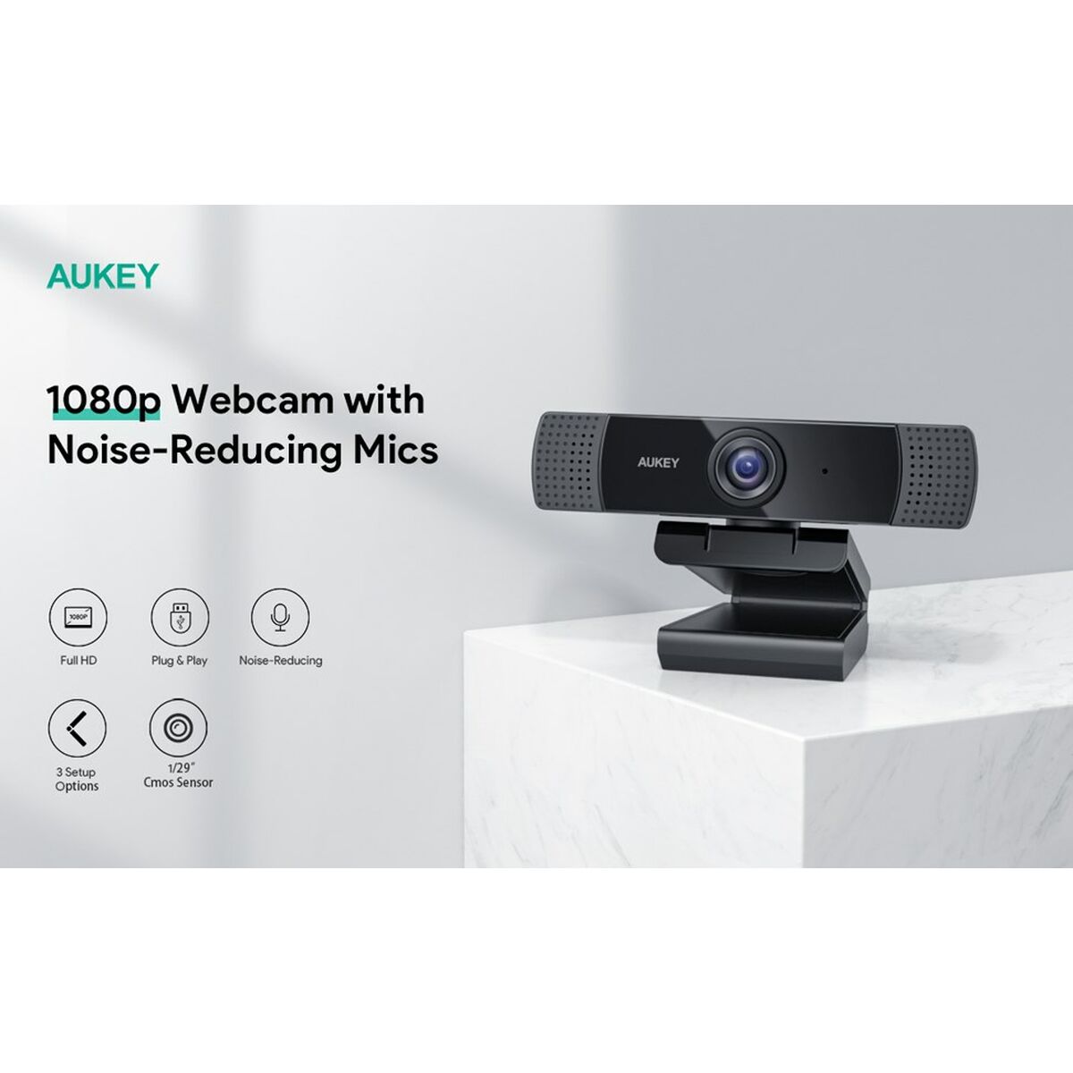 Webkamera Aukey PC-LM1E Full HD, fekete, 1,8 m - eMAG.hu