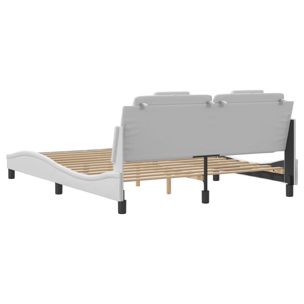 Cadru de pat cu tablie vidaXL, alb, 160x200 cm, piele ecologica, 26.7 ...