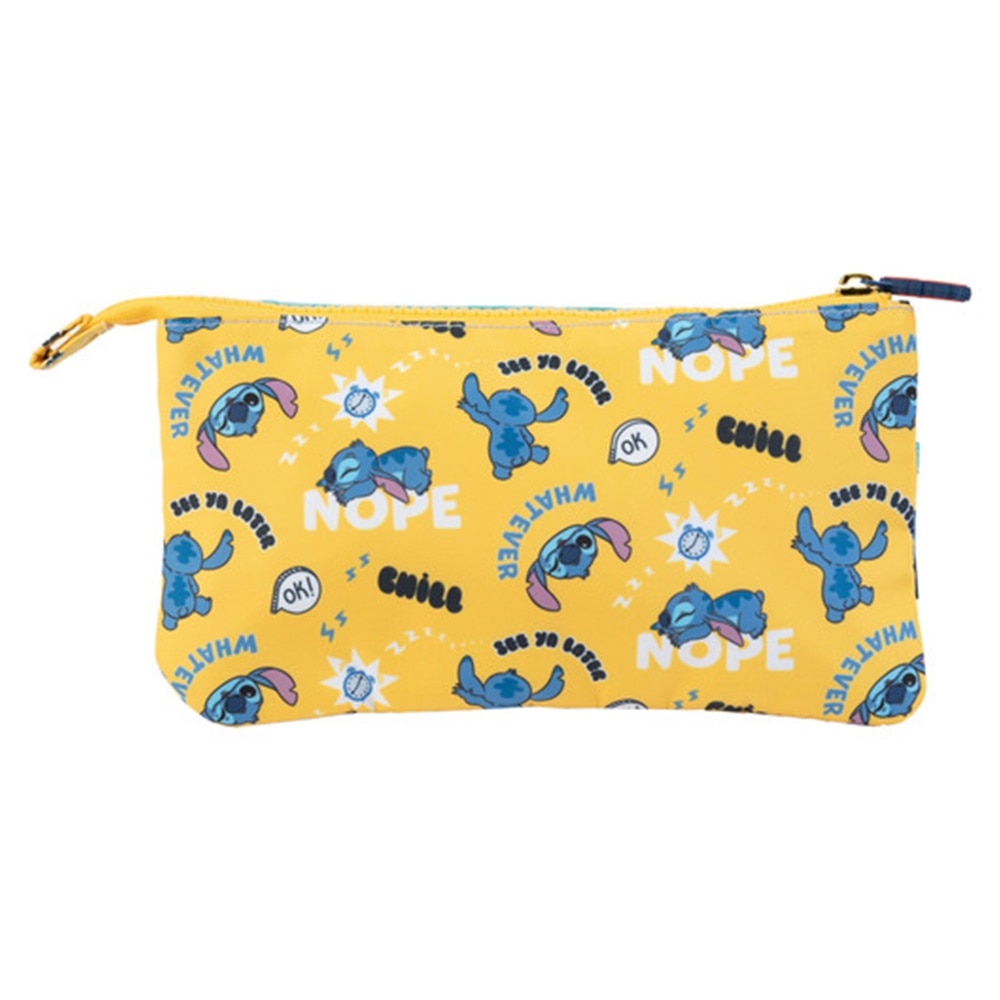Penar triplu Stitch Tropical, 3 compartimente, inchidere cu fermoar ...