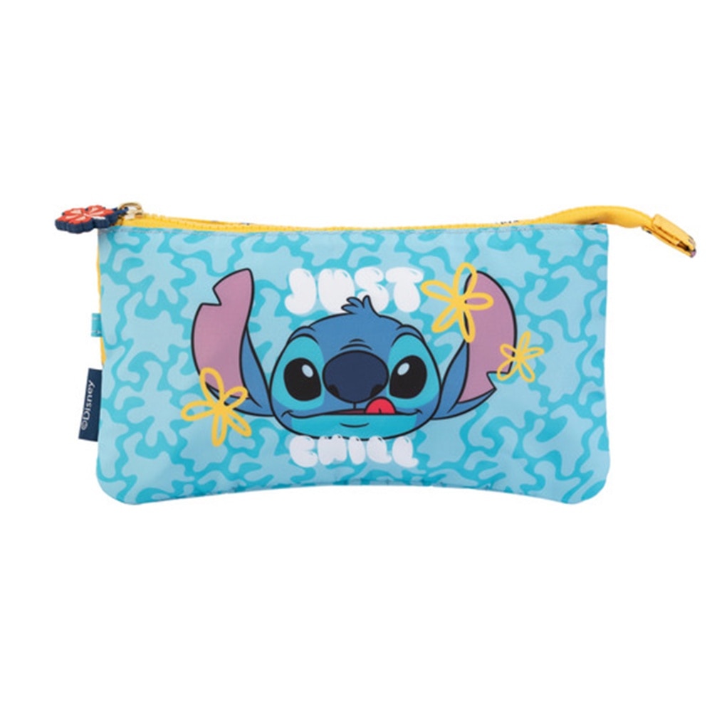 Penar triplu Stitch Tropical, 3 compartimente, inchidere cu fermoar ...
