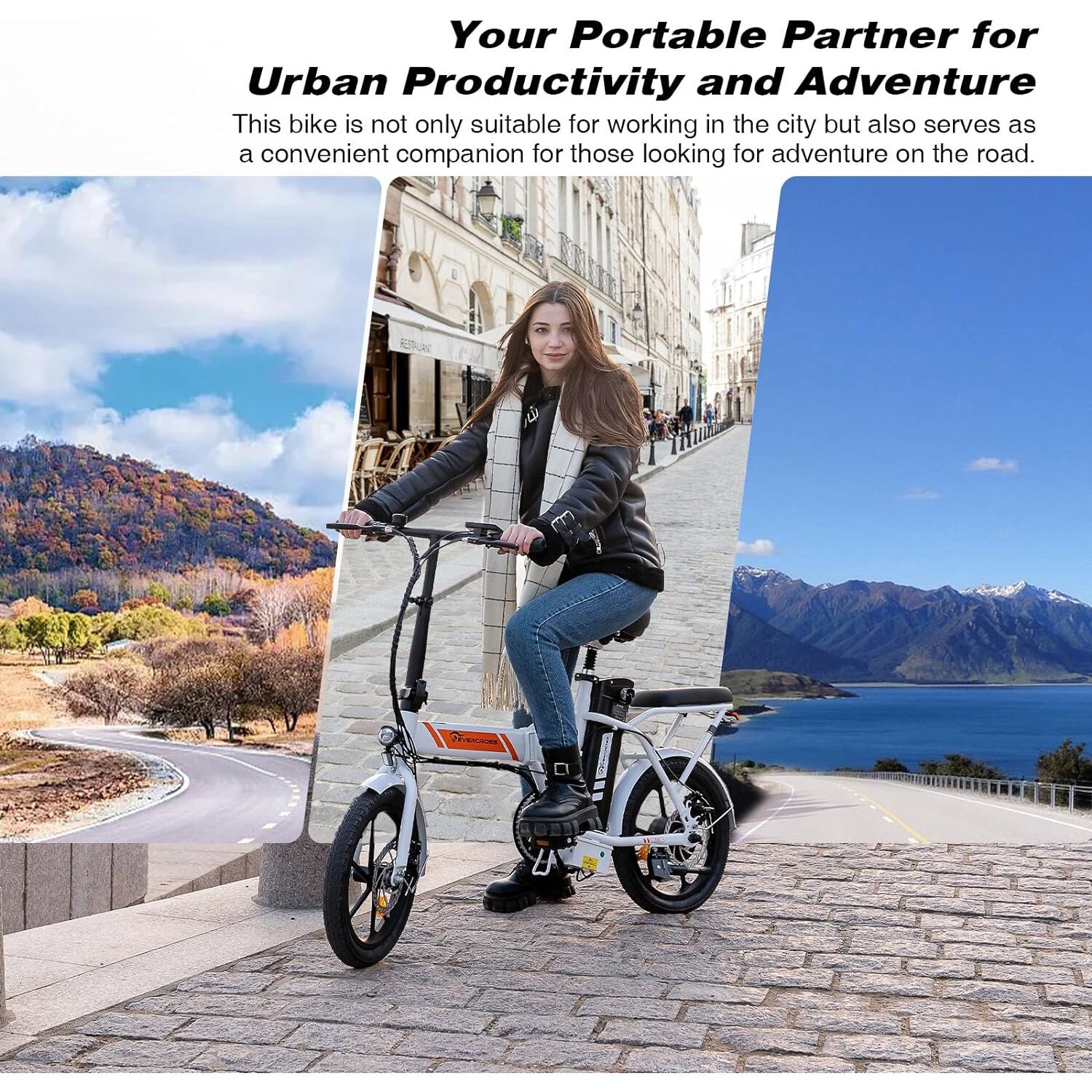 Bicicleta electrica EVERCROSS, Pliabila, 16", 36V/8.5Ah, 250W ...