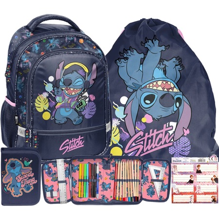 Set Rucsac scoala, penar, sac pentru pantofi, stickere Lilo & Stitch ...