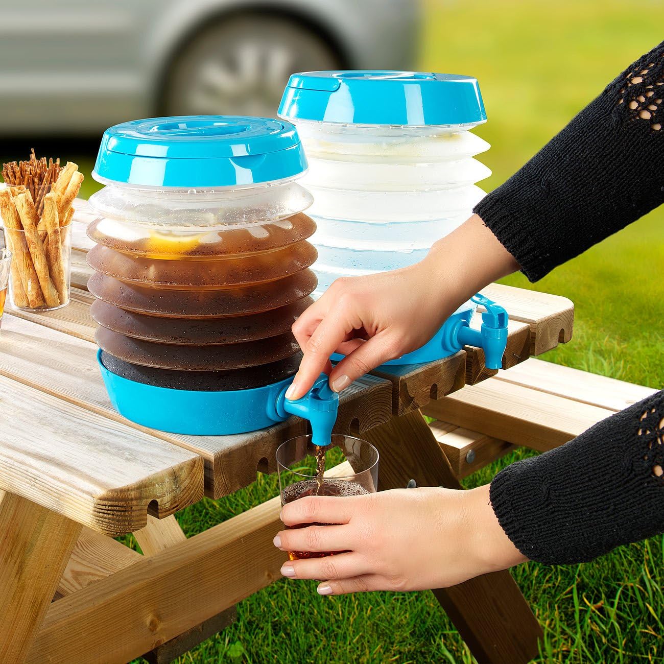 Dozator de apa pliabil JENUOS, capacitate 3.5L, albastru, 12-28.2x21cm ...