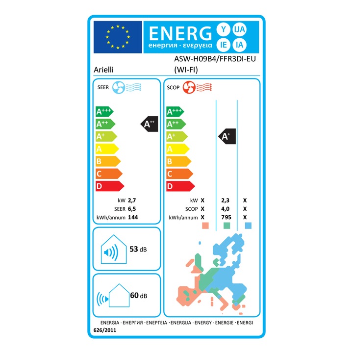 Aer Conditionat ARIELLI ASW-H09B4/FFR3DI-EU (WI-FI), Inverter, 9000 BTU ...