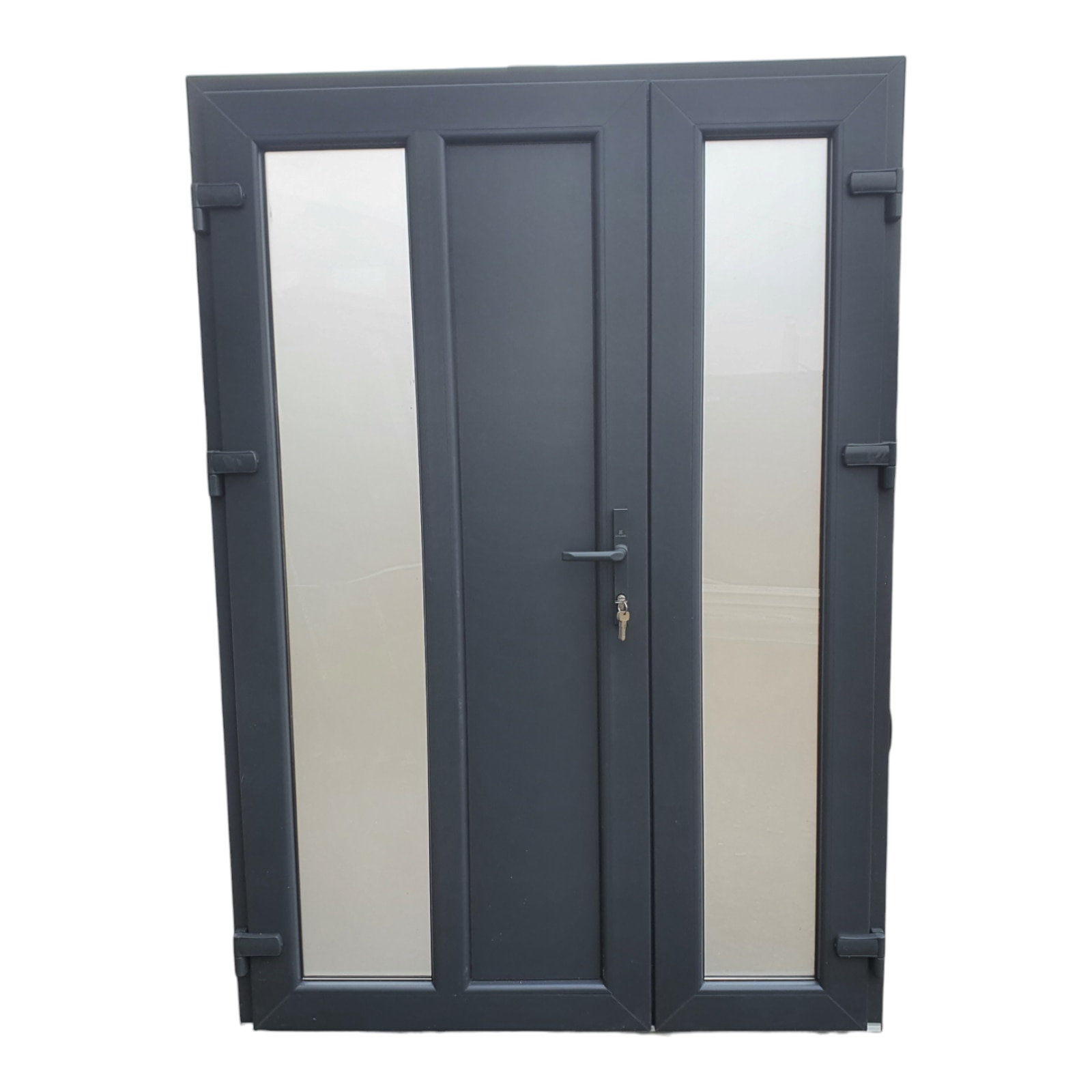 Usa de intrare, exterior, 140 x 200 cm, Termopan PVC, Gri Antracit, 6 ...