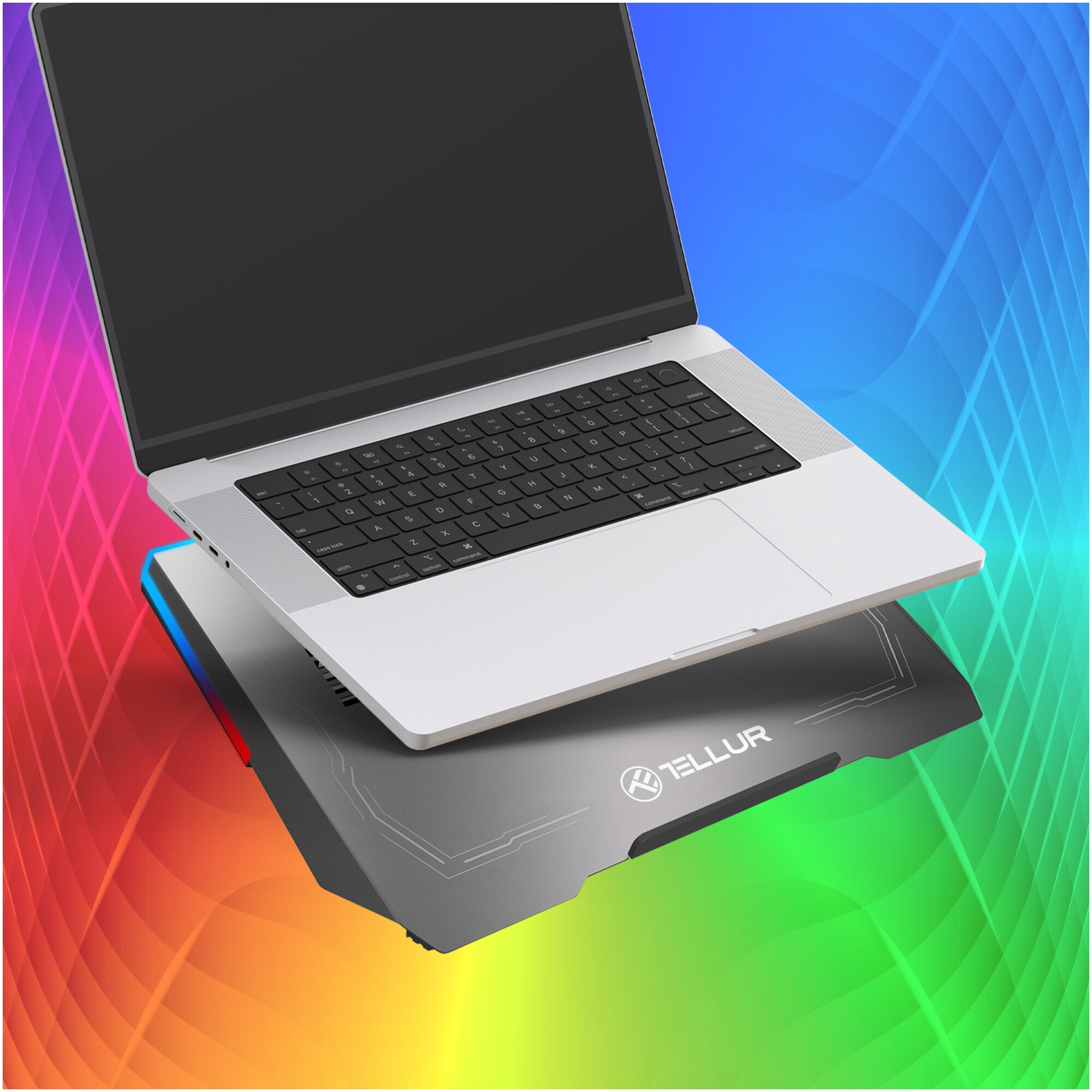 Cooler laptop Tellur Shade, 17", 3 ventilatoare, Band LED RGB, USB, USB ...