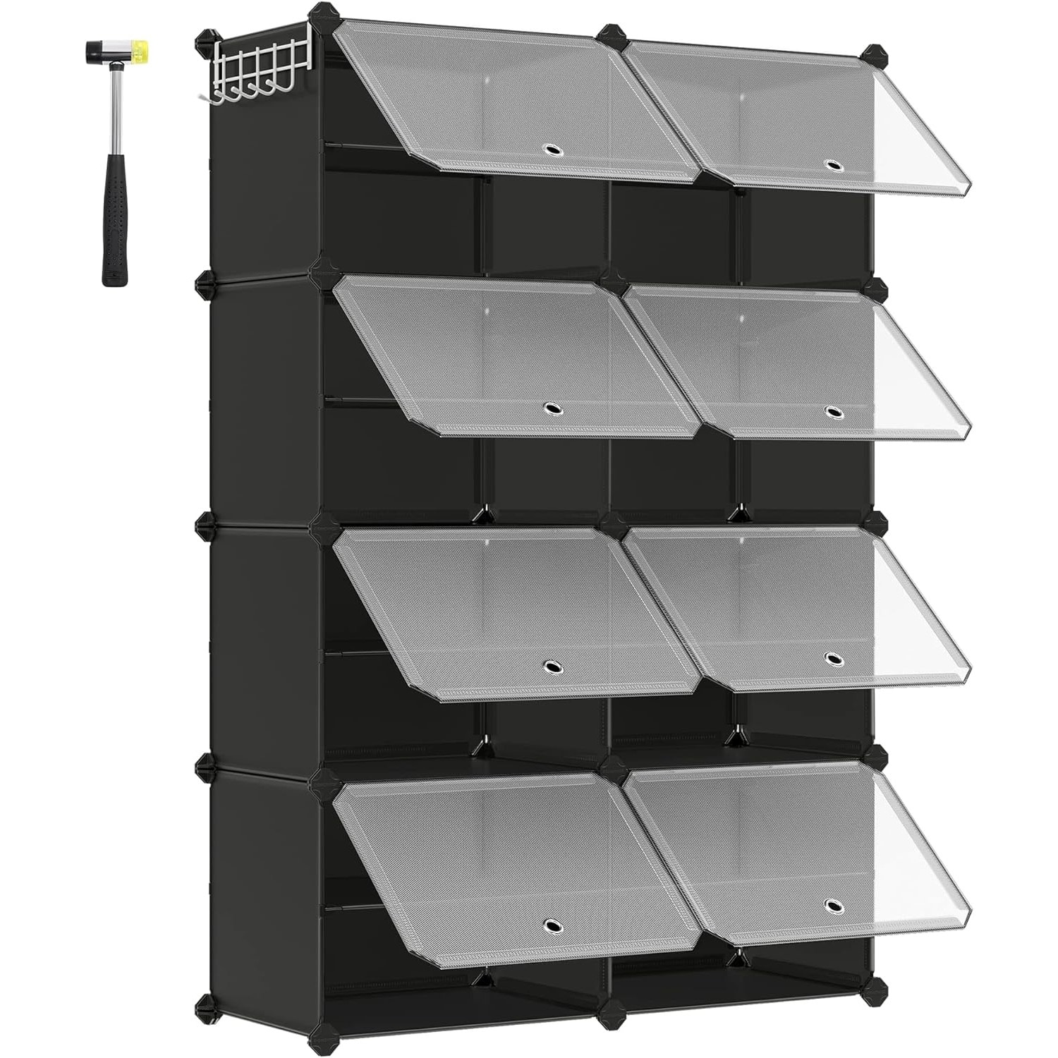 Dulap modular de depozitare din plastic cu 8 compartimente cu usa si ...