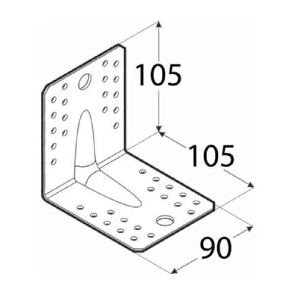 Coltar metalic perforat ranforsat pentru lemn 105*105*90*2 mm - eMAG.ro