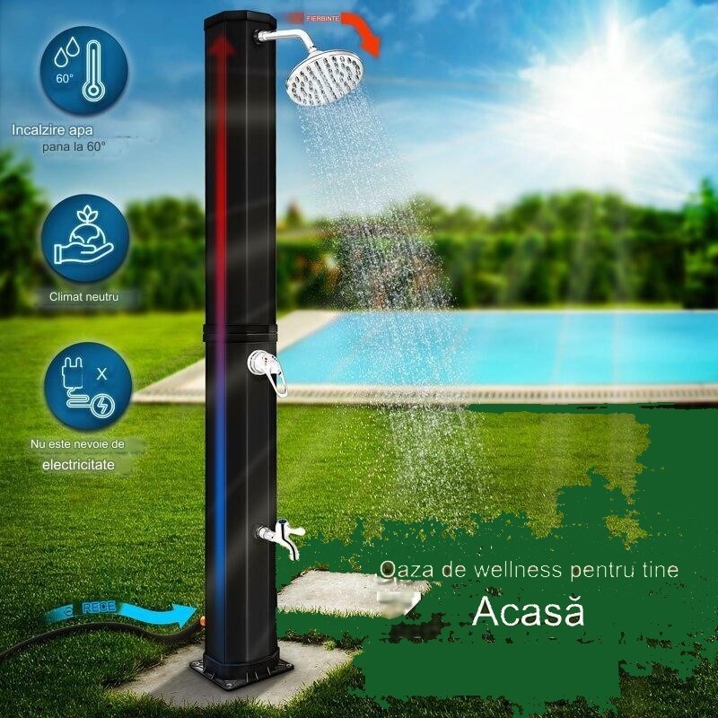 Dus solar pentru exterior, robinet si cap de dus incluse, negru, 60 ...