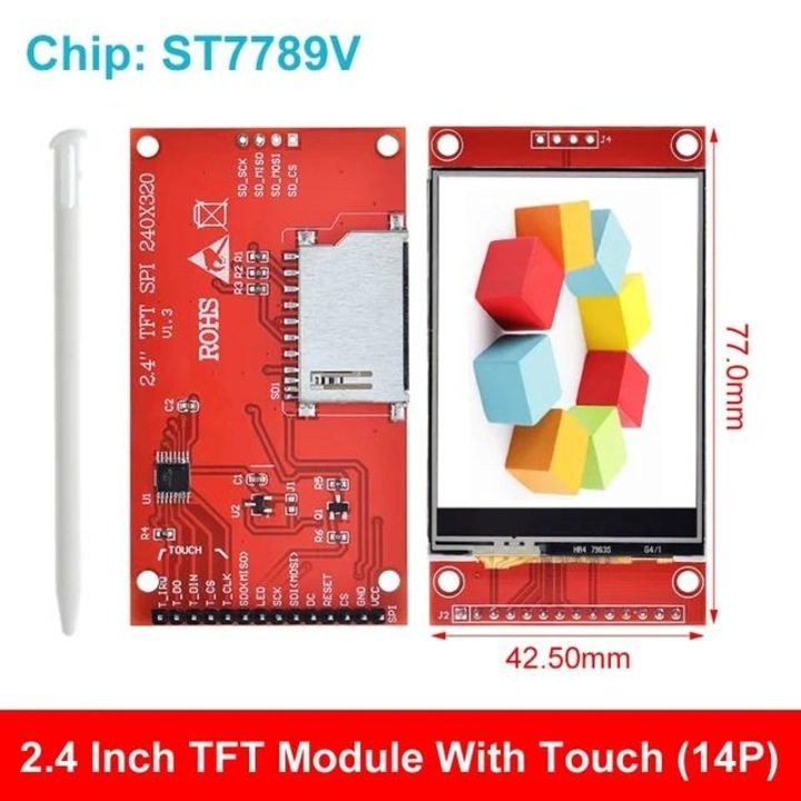 Display TFT SPI 2.4 inch 240x320 LCD cu touchscreen, driver ST7789V ...