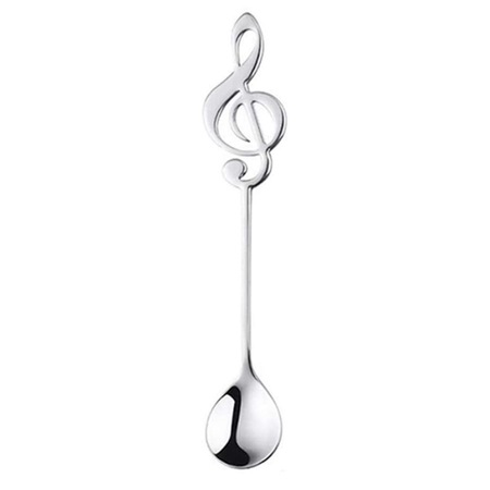 Set de 10 lingurite pentru cafea in forma de nota muzicala, Inox ...