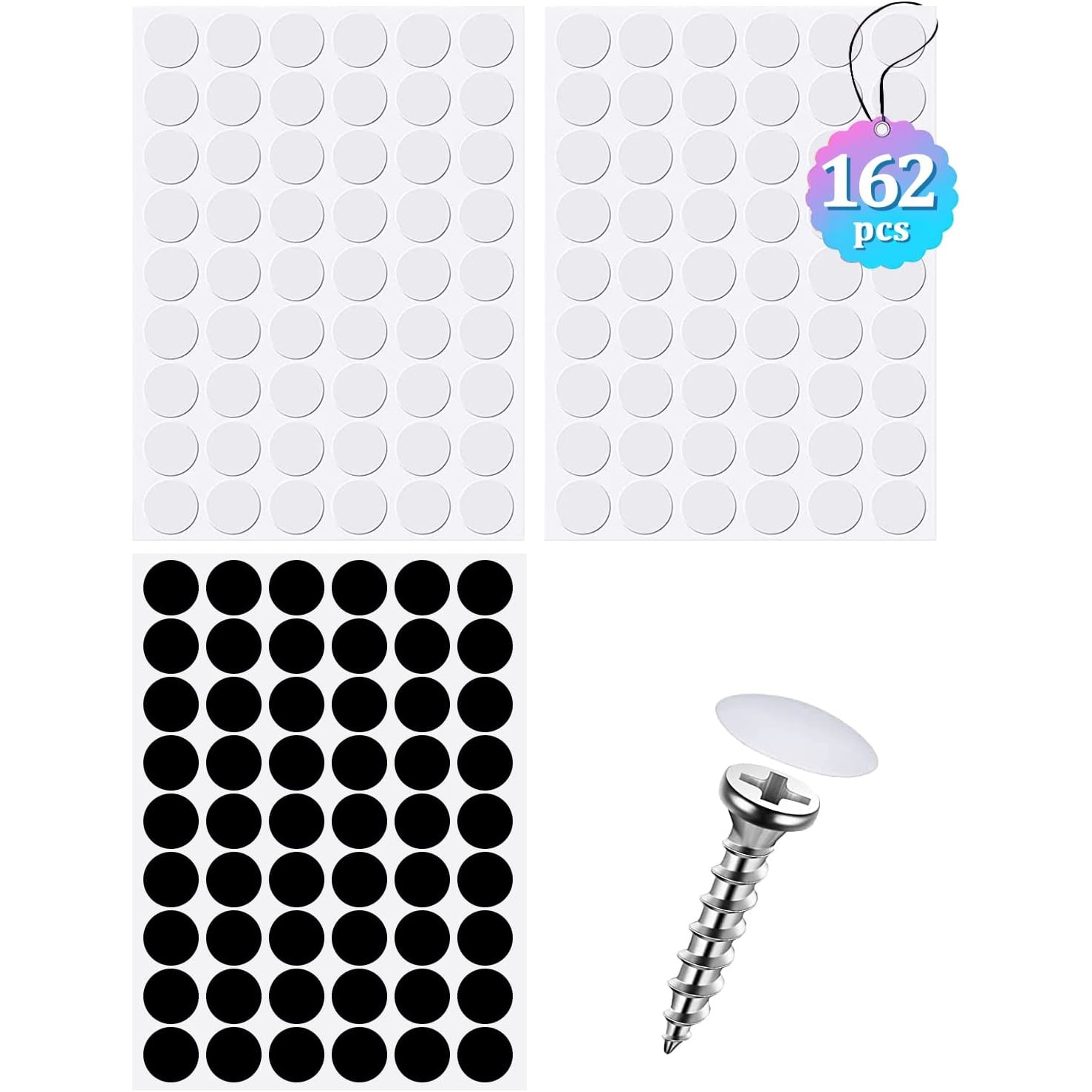 Set 3 foi stickere pentru acoperire gauri suruburi, PVC, 21mm, 2 culori ...