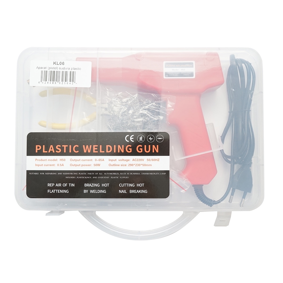 Pistol sudura in plastic 50W + capse reparatii + cleste taiere plastic ...