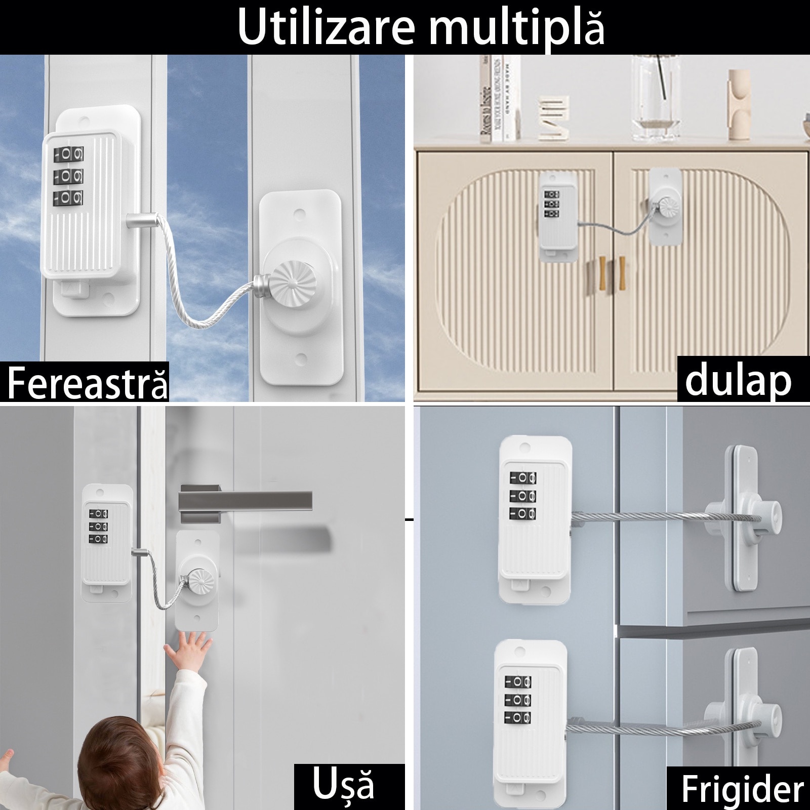 Blocare frigider cu cod, Siguranta copii, alb crem - eMAG.ro