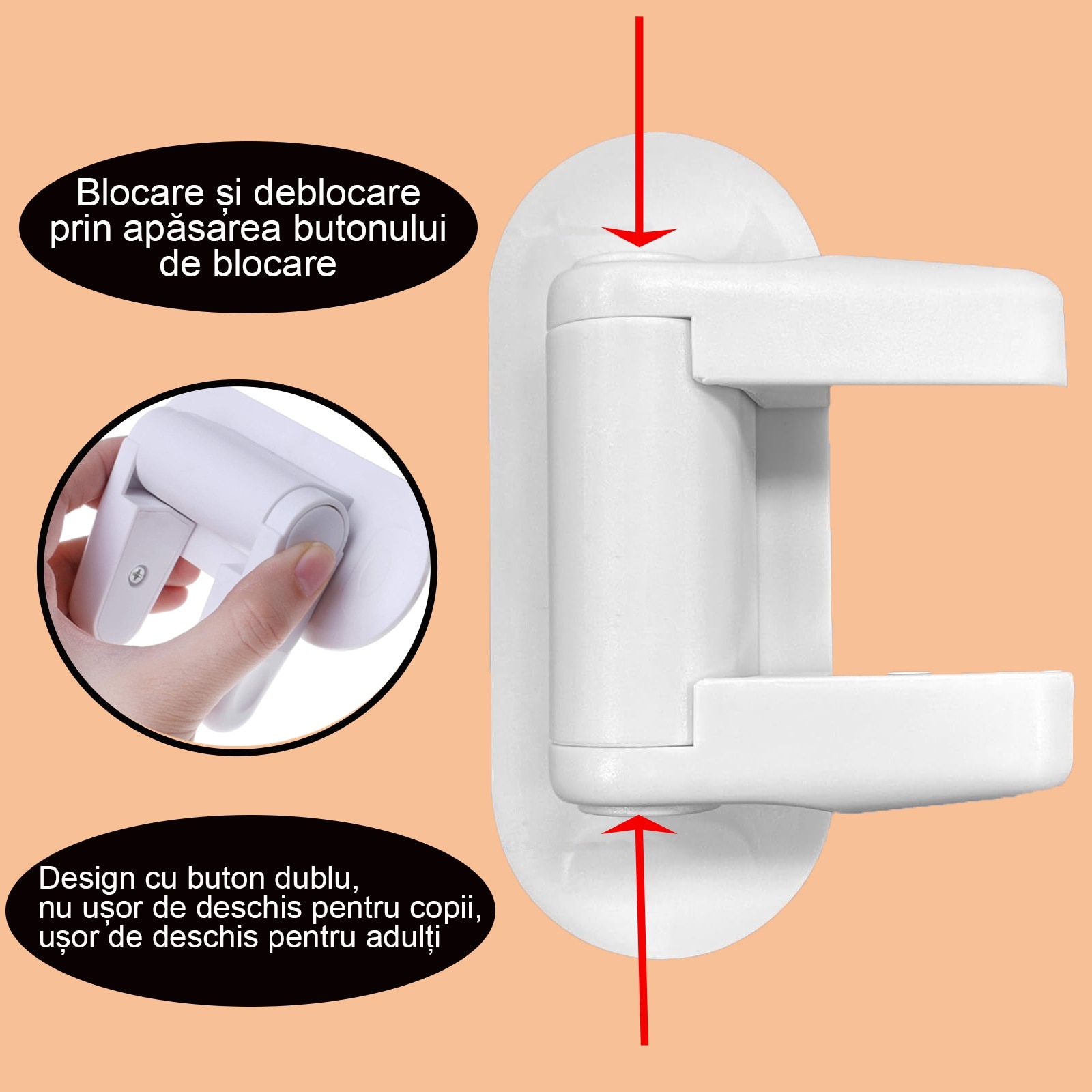 Incuietoare cu parghie pentru usi Preveniti copiii mici sa deschida manerele usilor - Acces usor ...