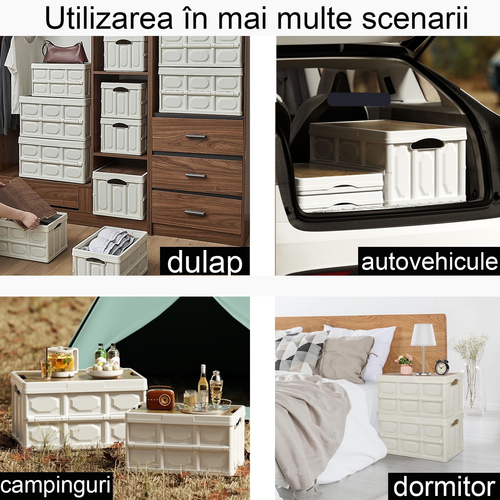 Cutii pliabile de depozitare cu capac de lemn, Organizatoare pliabile dulap si container de ...